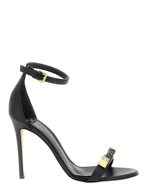 Elisabetta Franchi Woven Logo Sandals - Black