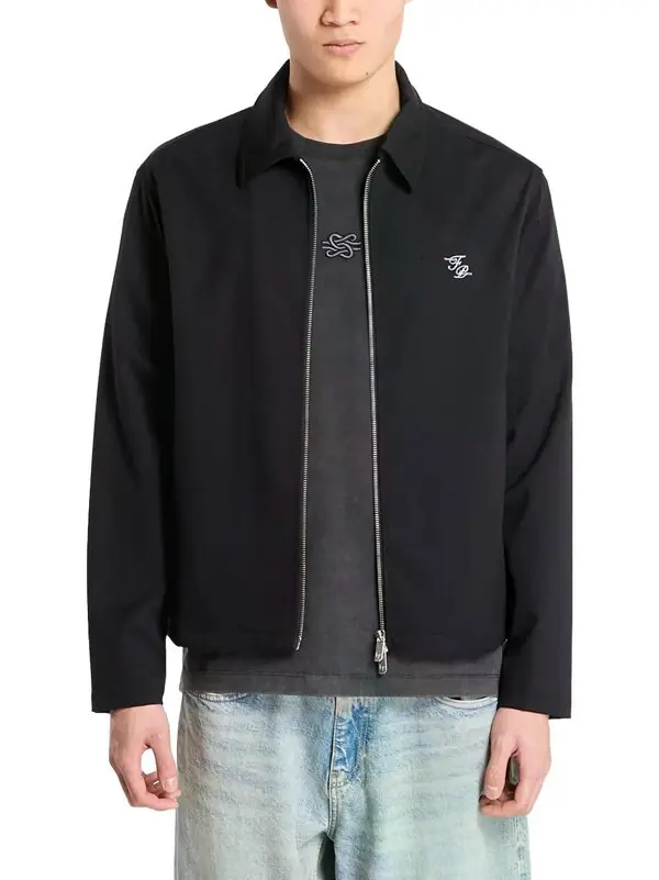 Filling Pieces Twill Embroidered Coach Jacket - Black
