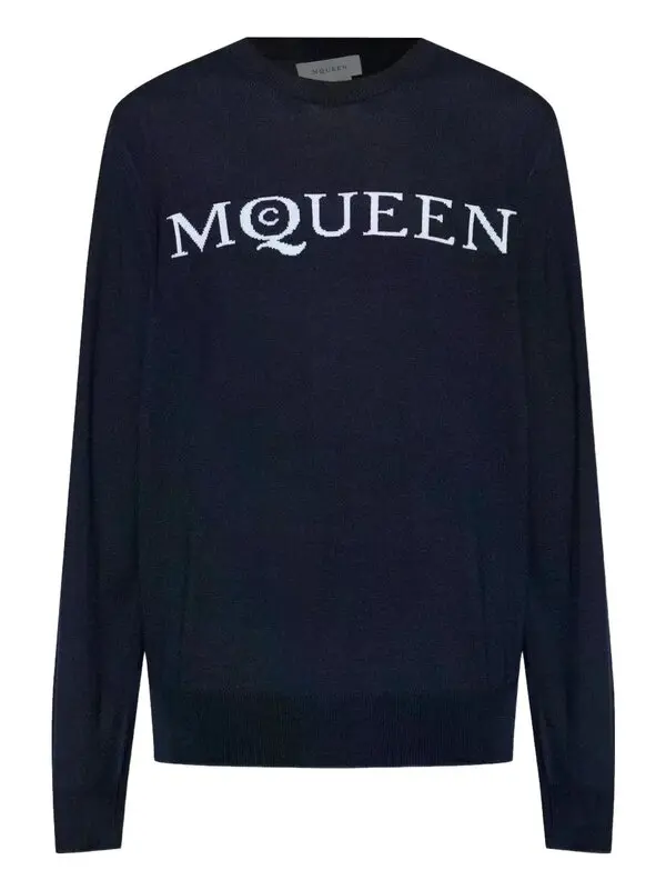 Alexander McQueen Intarsia-knit Logo Sweater - Blue
