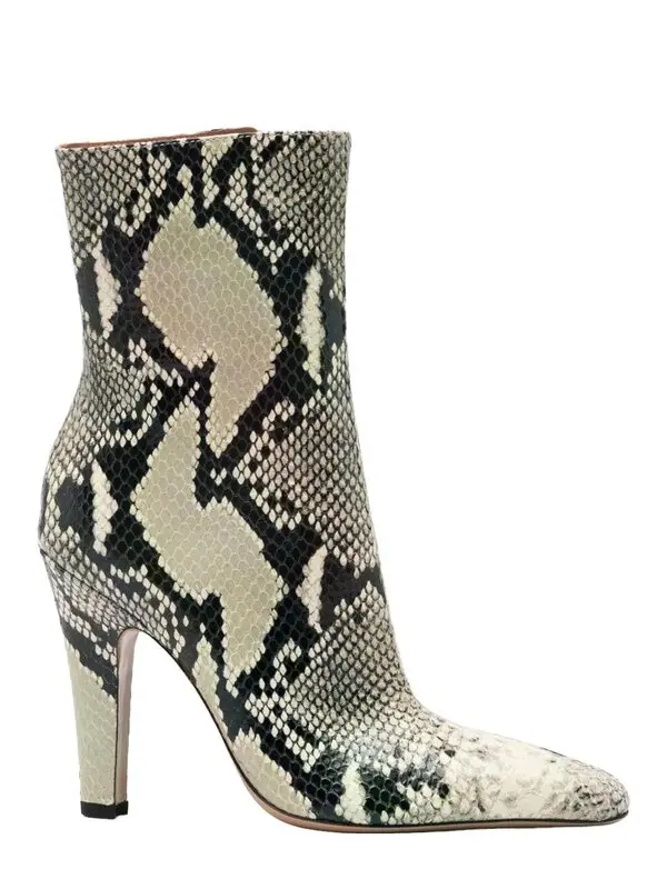 Paris Texas Belle Snakeskin Ankle Boots - Neutrals