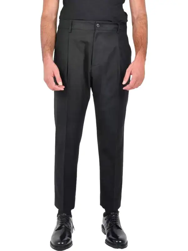 LOW BRAND Pleated Trousers - Black