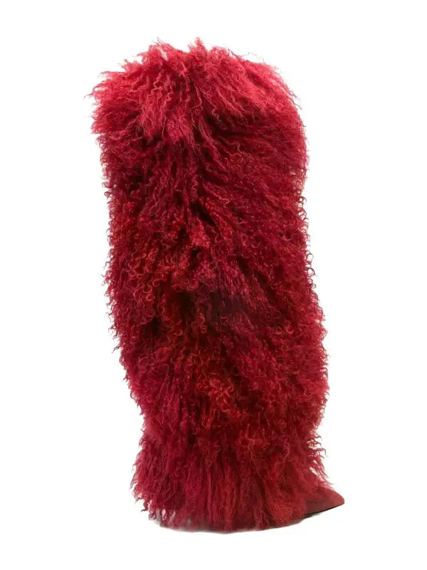 Paris Texas Fur Knee-high Boots - Red
