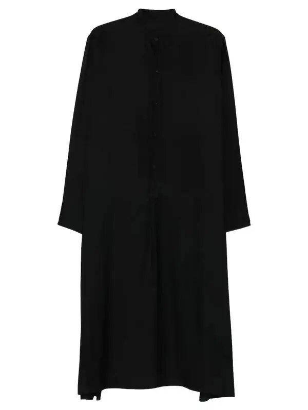 Yohji Yamamoto Band-collar Midi Shirt Dress - Black
