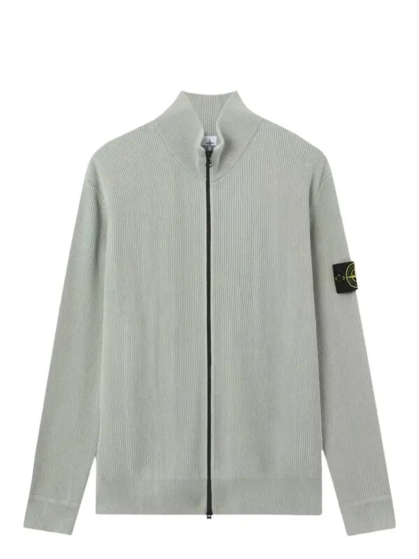 Stone Island Zip-up Ribbed Cardigan - Green