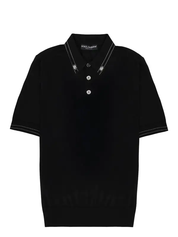 Dolce & Gabbana Silk Polo - Black