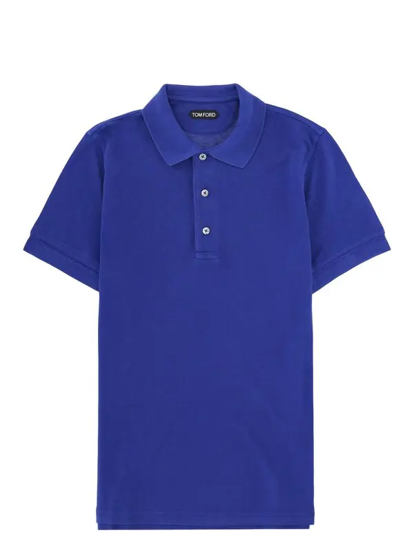 TOM FORD Lyocell And Cotton Polo Shirt - Blue