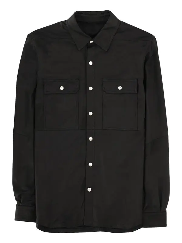 Rick Owens Leather Shirt Jacket - Black