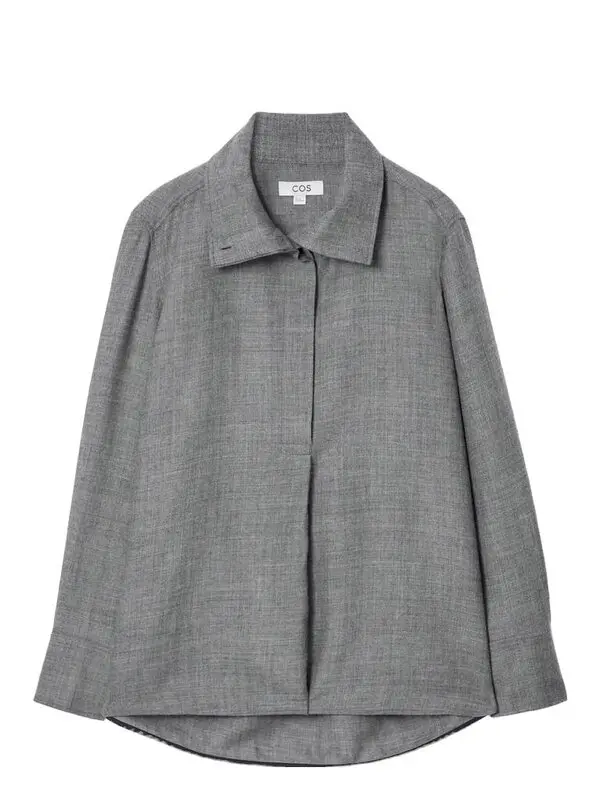 Cos Relaxed Wool-flannel Shirt - Gray