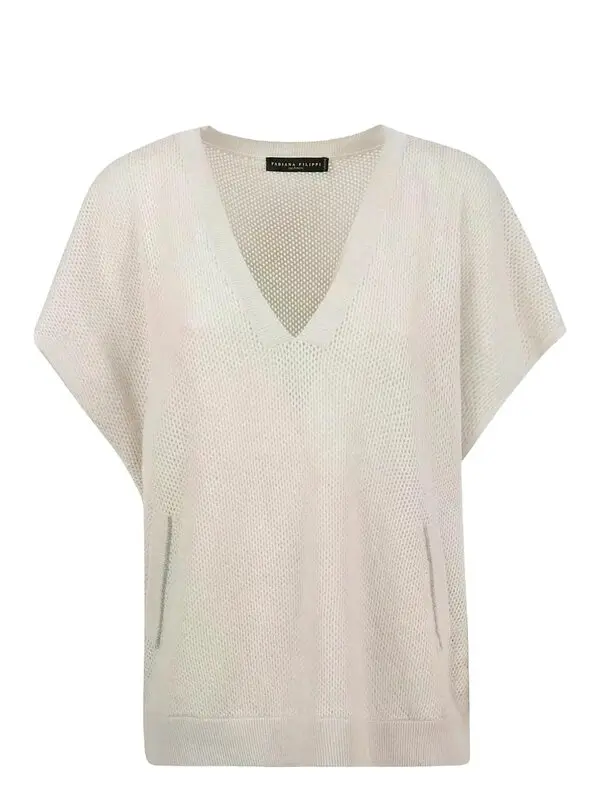 Fabiana Filippi V-neck Wool Top - Neutrals