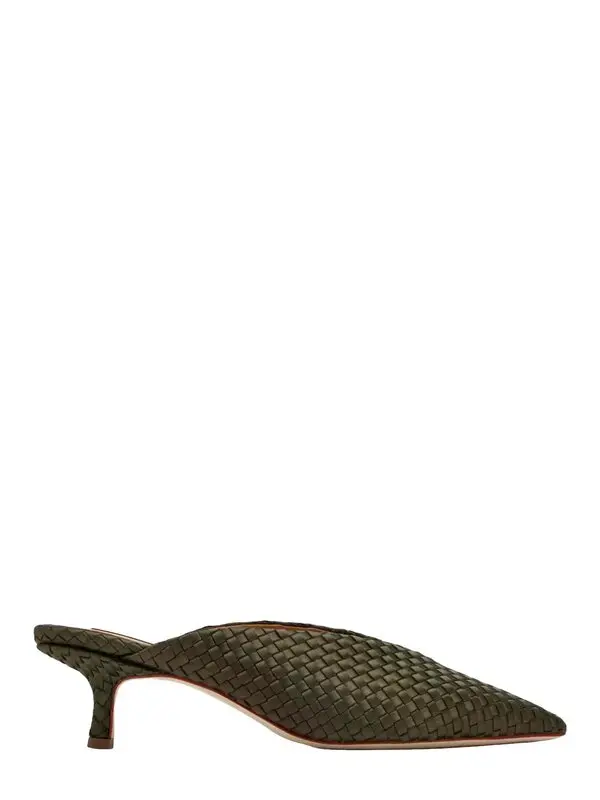 NAGHEDI Strada Woven Kitten-heel Mules - Green