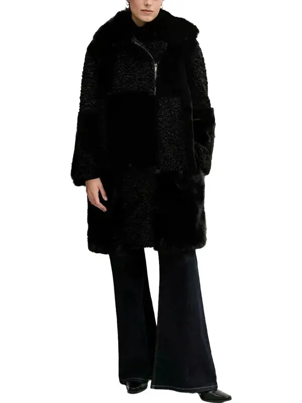 Dkny Faux-fur Long Coat - Black