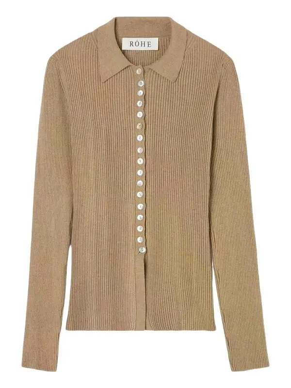 RÓHE Ribbed Buttoned Cardigan - Neutrals