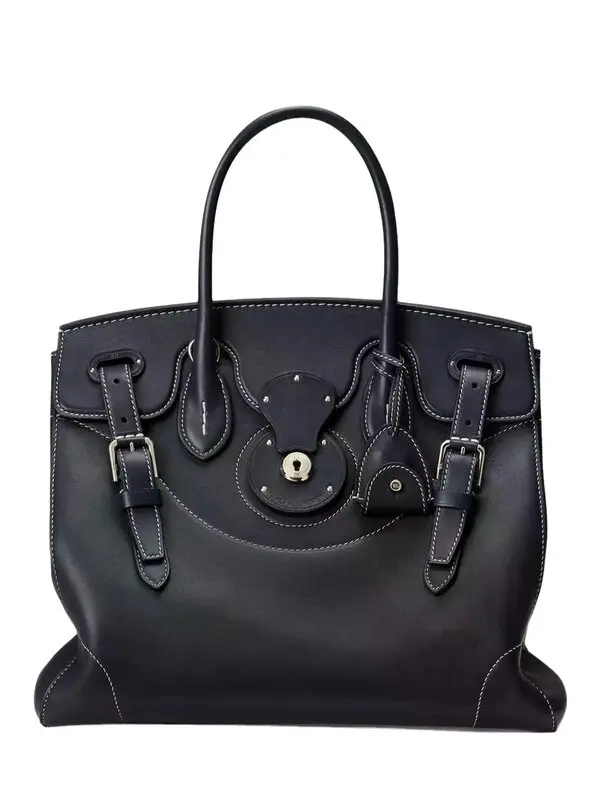 Ralph Lauren Soft Ricky 33 Buckle Leather Tote Bag - Black