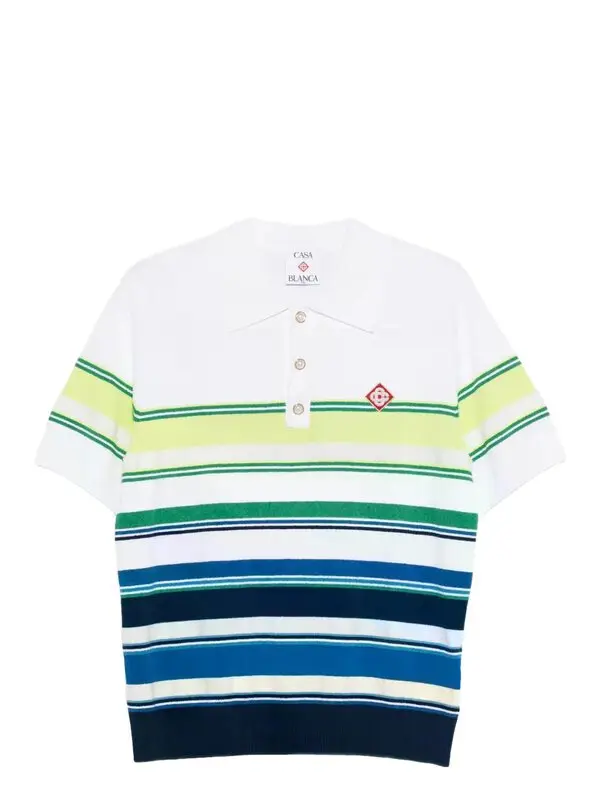 Casablanca Striped Polo Shirt - White