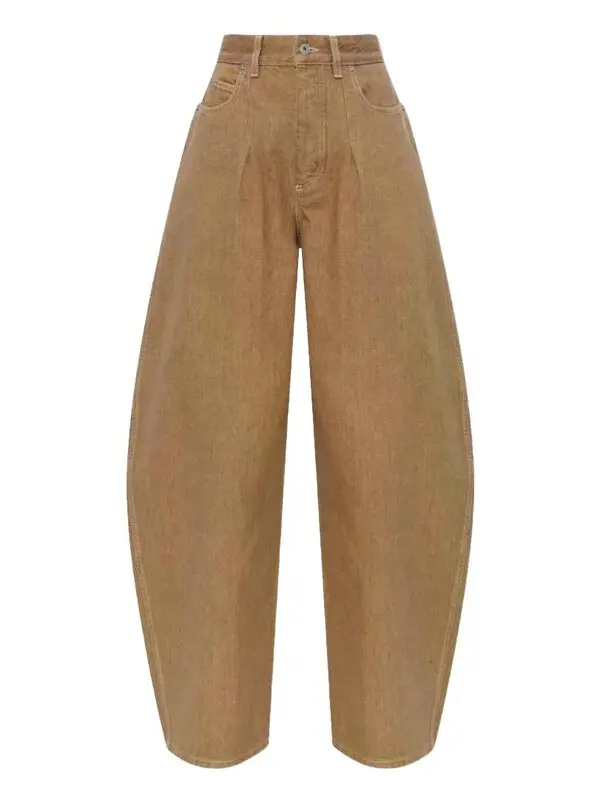 Jacquemus Pleat-detail Wide-leg Denim Jeans - Brown