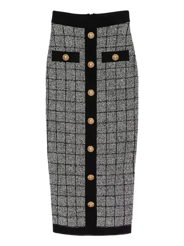 Balmain Buttoned Midi Skirt - Grey