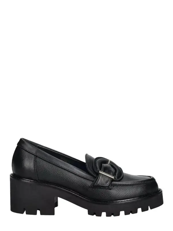BALDININI Buckle Lug-sole Heeled Loafers - Black