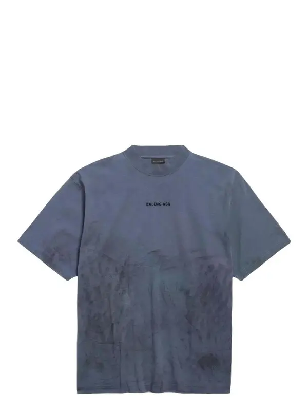 Balenciaga Mock-neck Logo T-shirt - Blue