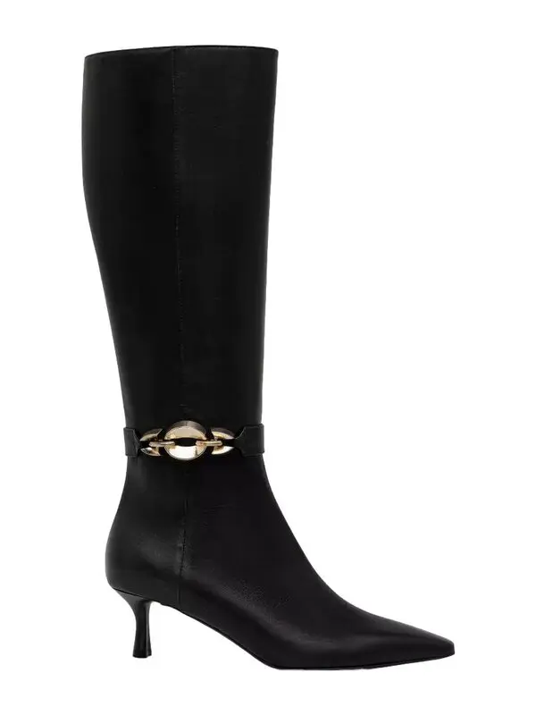 BALDININI Chain-detail Leather Knee-high Boots - Black
