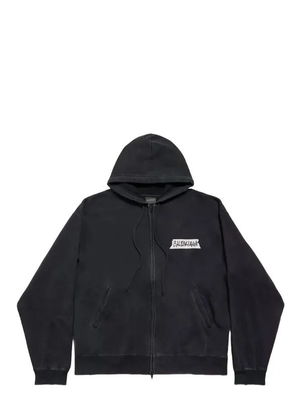 Balenciaga Hooded Zip Sweater - Black