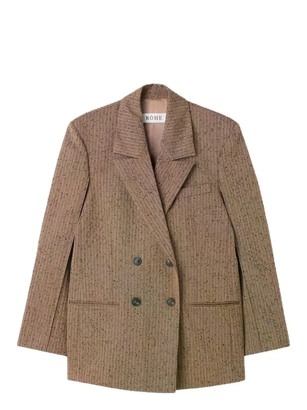 RÓHE Herringbone Double-breasted Blazer - Brown