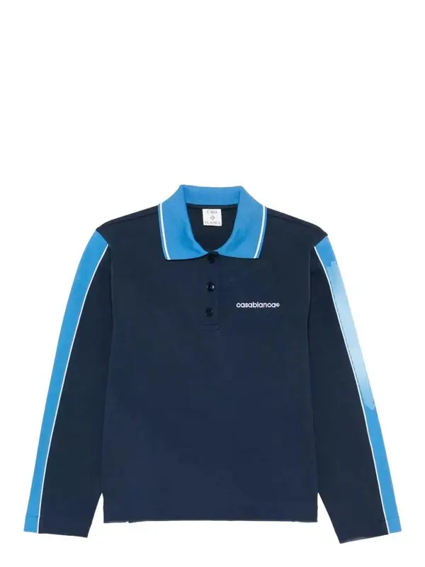 Casablanca Long-sleeve Stripe Polo Shirt - Blue
