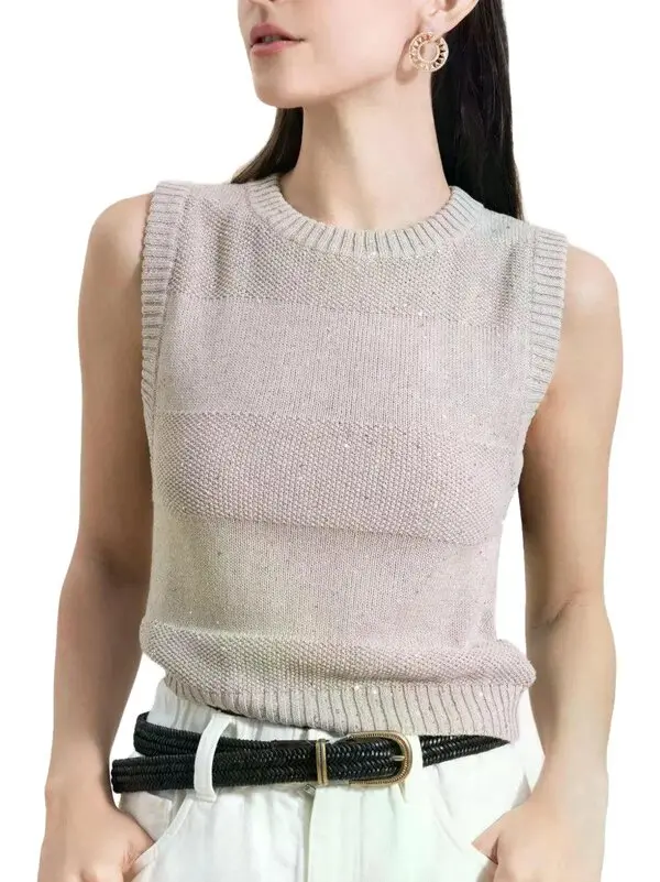 Brunello Cucinelli Striped Knitted Tank Top - Neutrals
