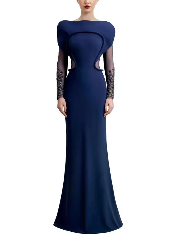 GEMY MAALOUF Beaded Sleeve Dress - Blue