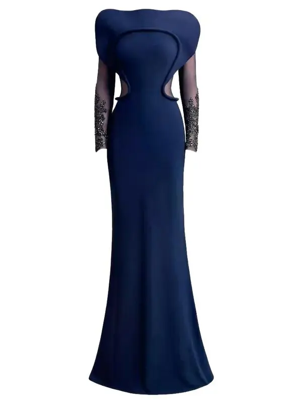 GEMY MAALOUF Beaded Sleeve Dress - Blue