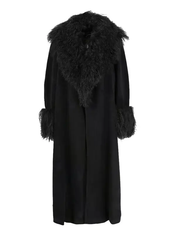 Fendi Fur-trimmed Wool Coat - Black