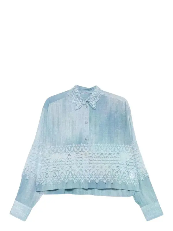 Ermanno Scervino Lace Collared Shirt - Blue