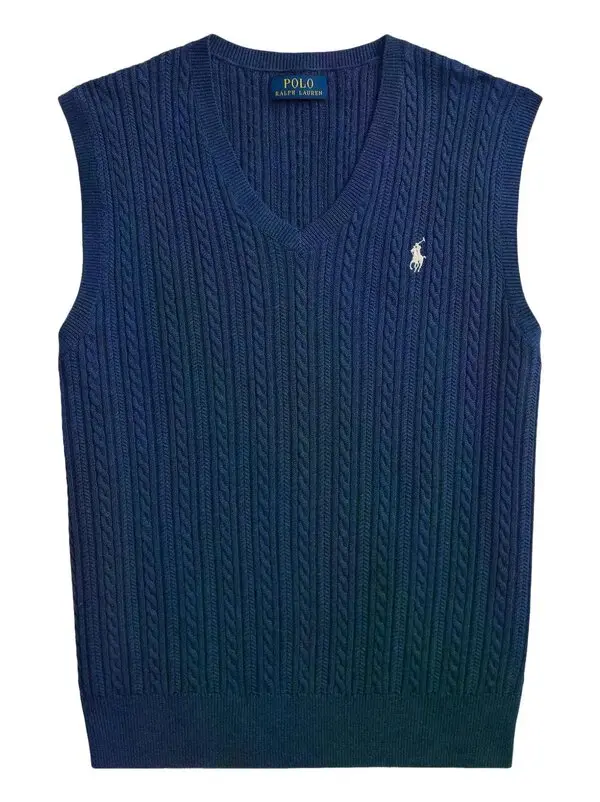 Polo Ralph Lauren Cable-knit Vest With Embroidered Logo - Blue