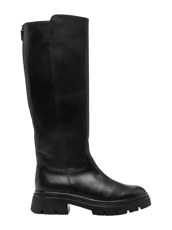 Gabor Lug-sole Leather Knee-high Boots - Black