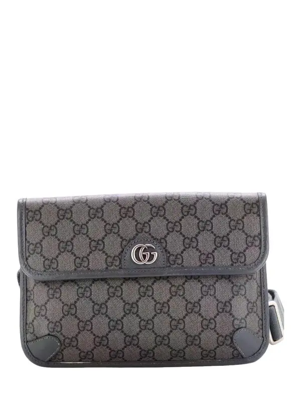 Gucci Ophidia Flap Gg Coated Canvas Belt Bag - Grey