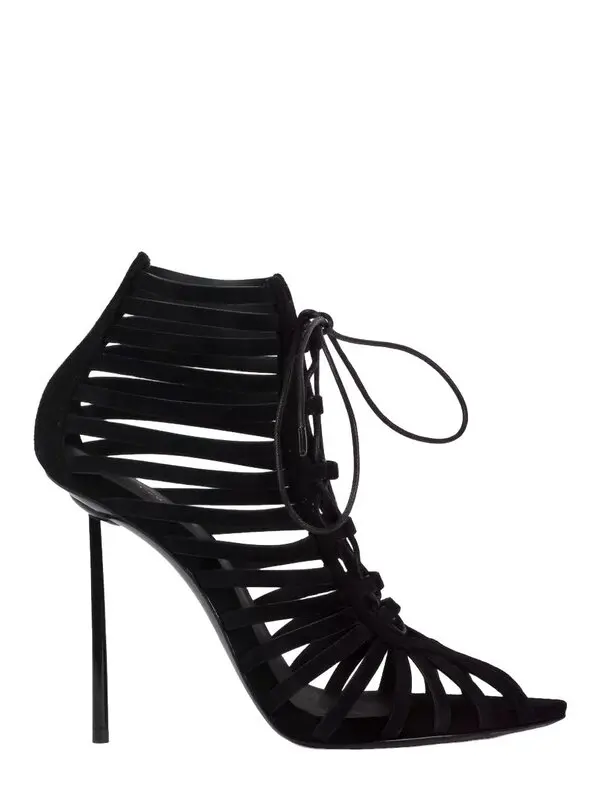 LE SILLA Cage Lace-up Ankle Boots - Black