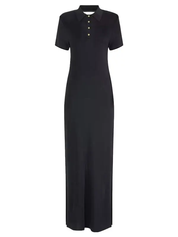 Elisabetta Franchi Polo Maxi Dress With Cut-out And Chain Detail - Black