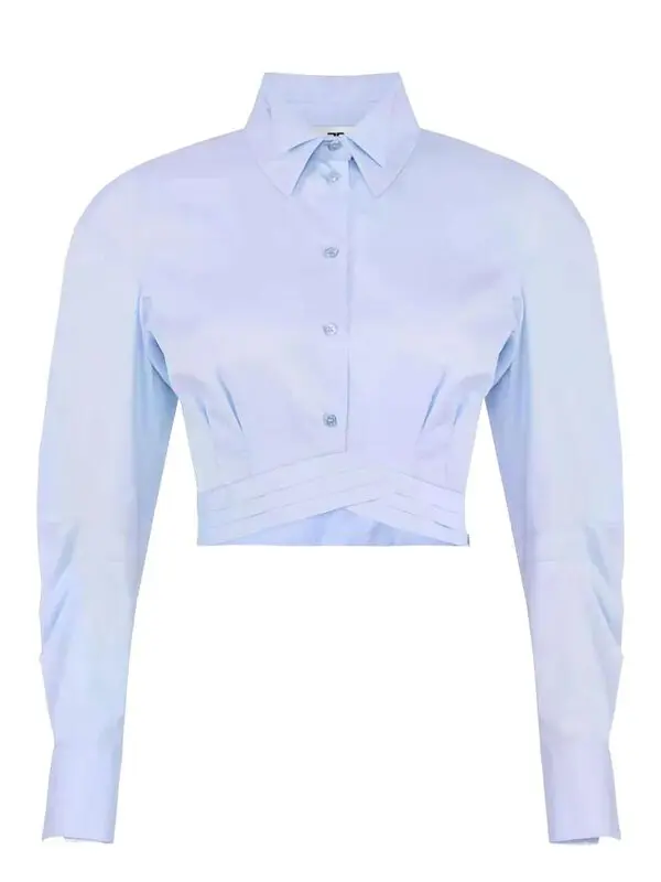 Elisabetta Franchi Double-collar Cropped Shirt - Blue