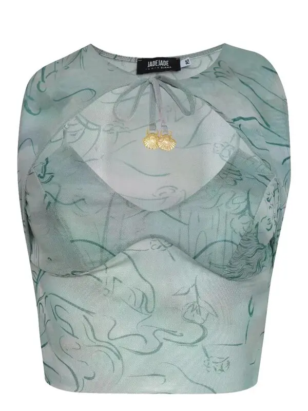 AMIR SLAMA X Jade Picon Tie-detail Print Blouse - Blue
