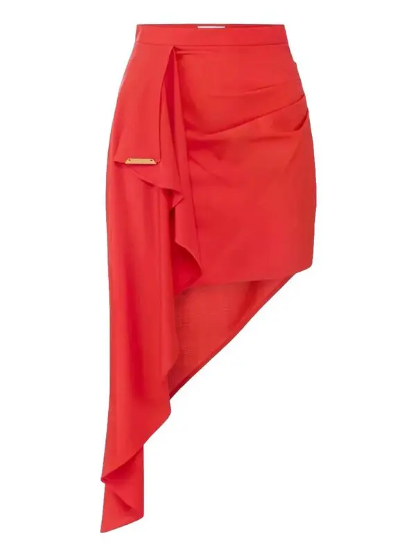 Elisabetta Franchi Asymmetric Draped Skirt - Red