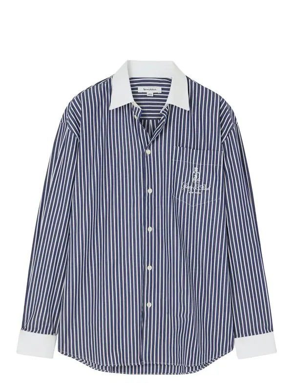 SPORTY & RICH Vendome Striped Oxford Shirt - Blue