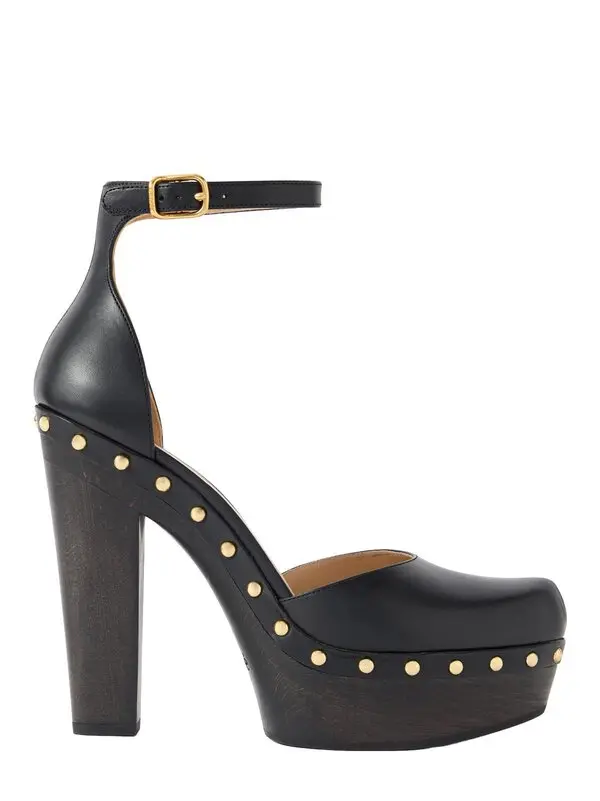 Chloé Lola Studded Leather Platform Pumps - Black