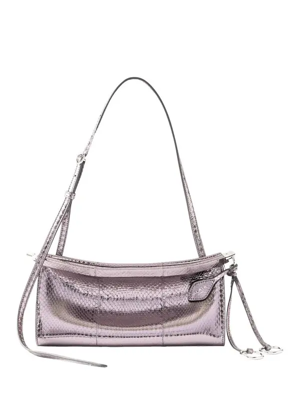 Alaïa Le Click E/w Small Metallic Snakeskin Shoulder Bag - Pink