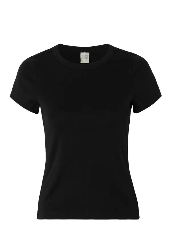FLORE FLORE Car Baby Tee Ribbed Organic Cotton-jersey T-shirt - Black