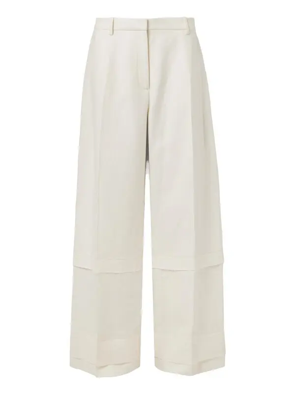 Khaite Linden Tiered Frayed Linen Pants - Cream