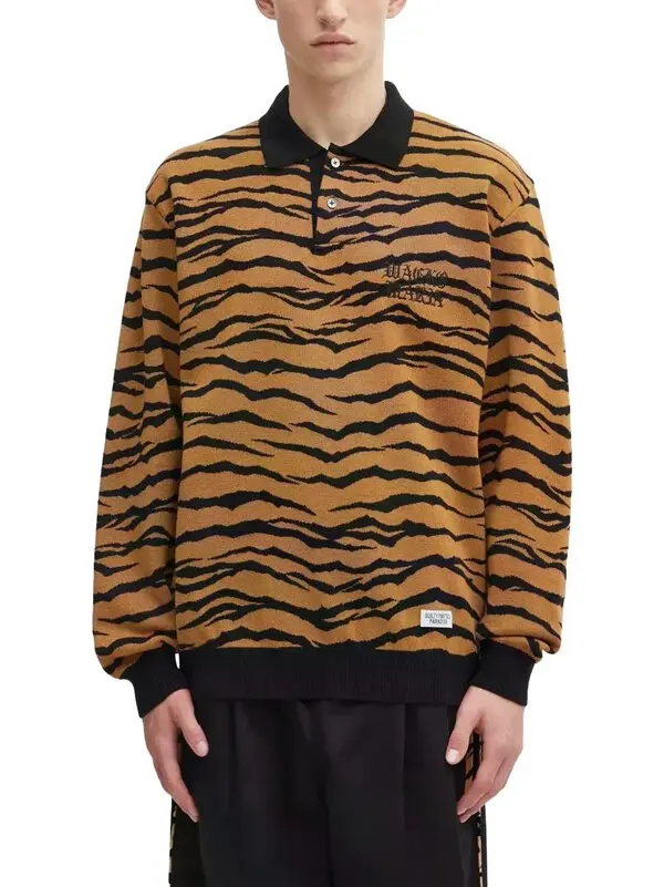 WACKO MARIA Animal-print Polo Shirt - Brown