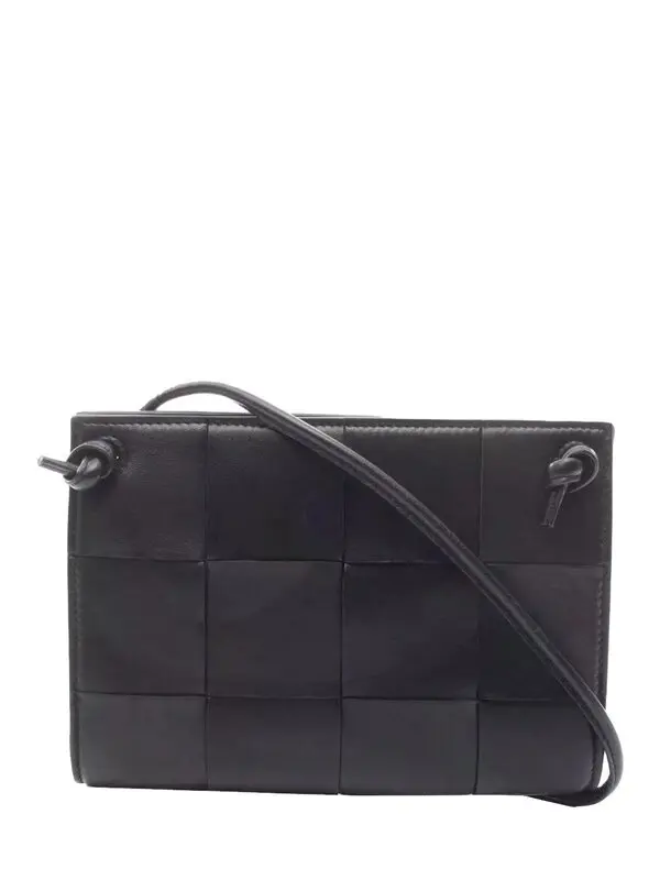 Bottega Veneta 2012-2025 Mini Nappa Maxi Intrecciato Cassette Crossbody Bag - Black