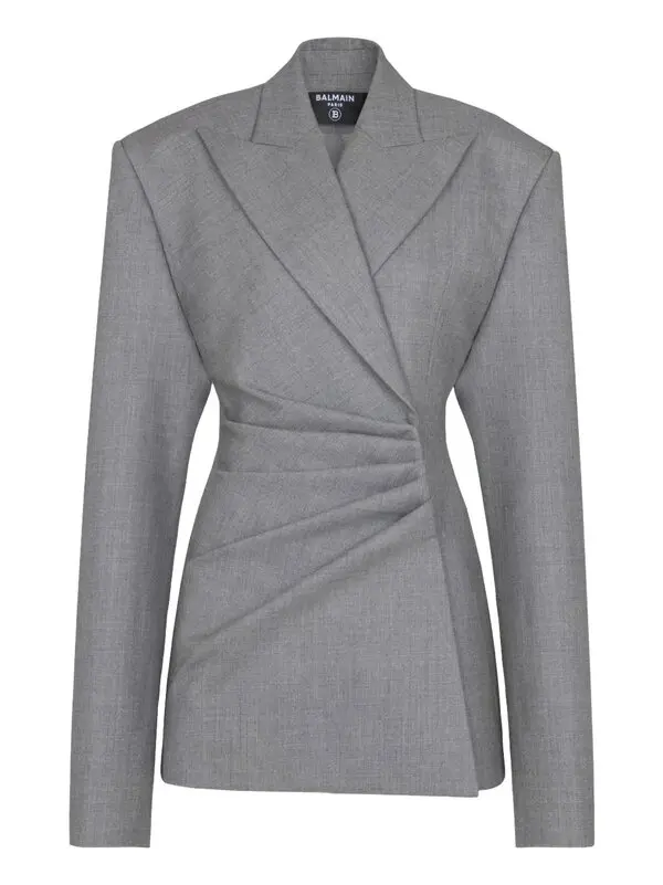 Balmain Peak-lapels Blazer Dress - Grey