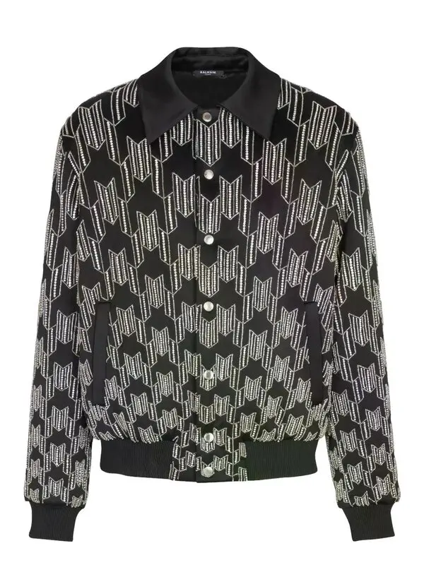 Balmain Crystal-embellished Bomber Jacket - Black