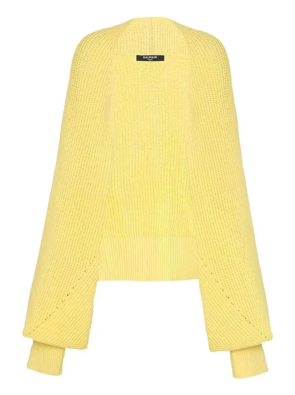 Balmain Ribbed Knit Cardigan - Yellow