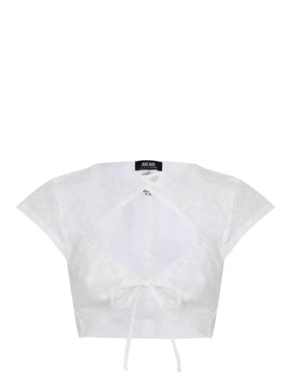 AMIR SLAMA X Jade Picon Eyelet Tie Blouse - White